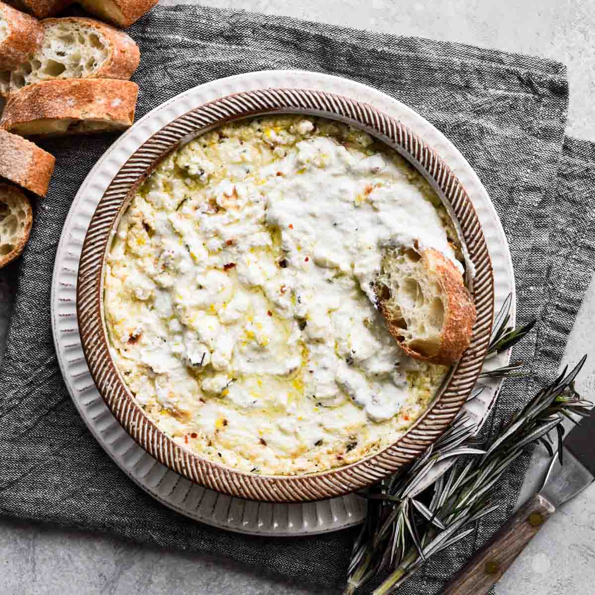 Roasted Garlic Baked Ricotta Dip - Cozy Cravings
