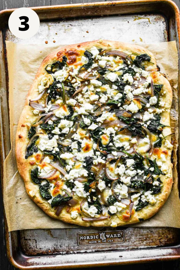 Spinach and Feta White Pizza - Cozy Cravings