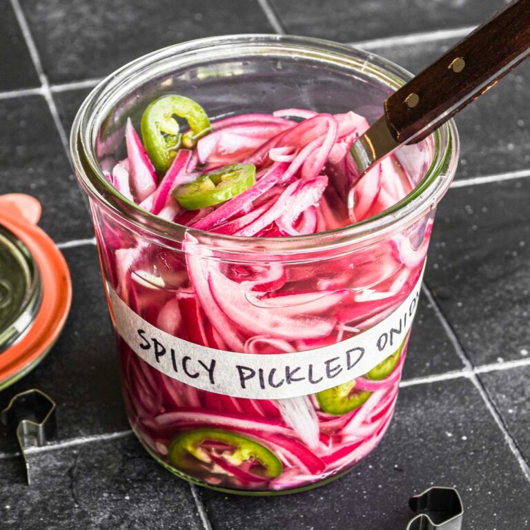 Spicy Pickled Red Onions - Cozy Cravings