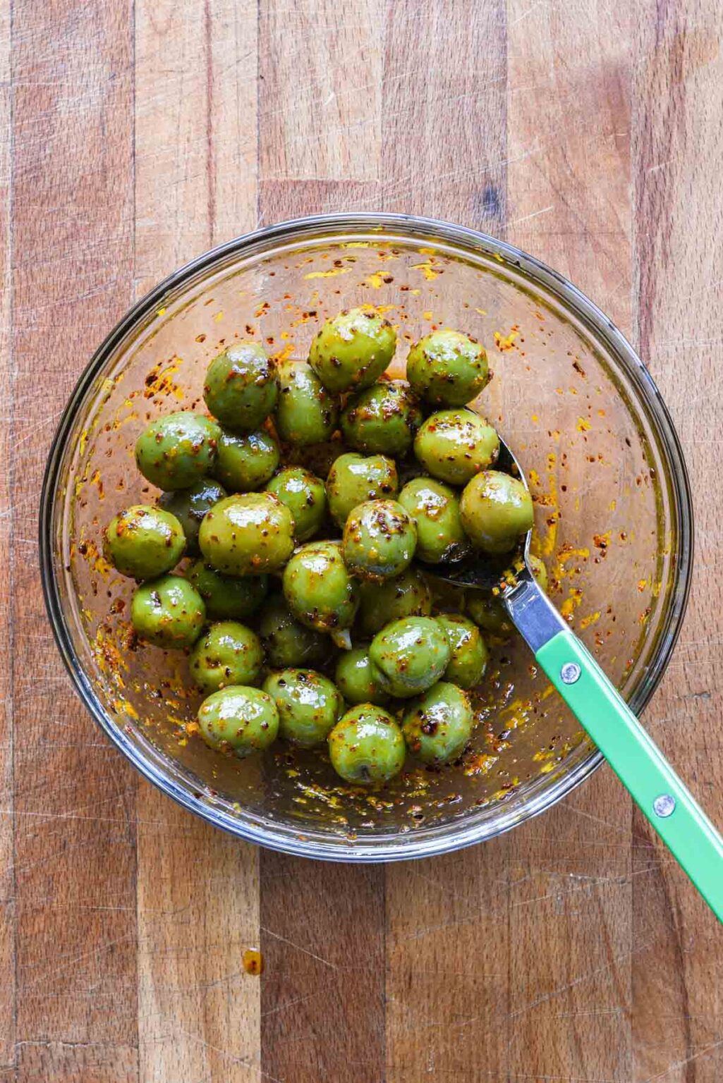Marinated Green Olives - Cozy Cravings
